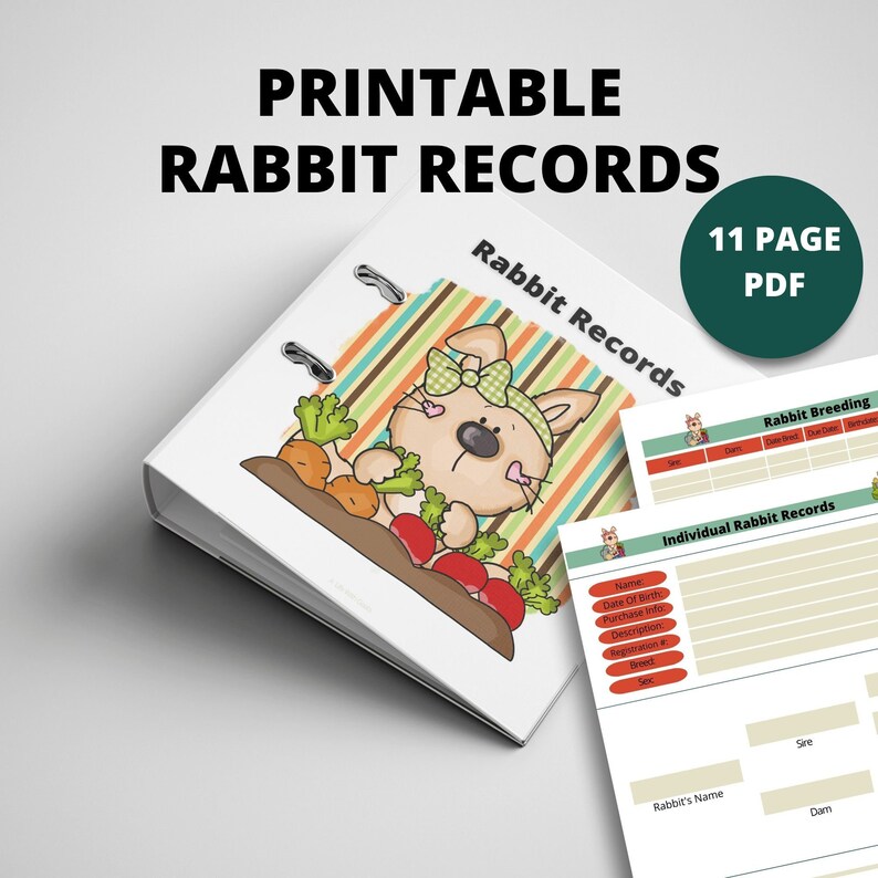 Printable Rabbit Records Book | Instant Download | 8.5x11 PDF ...