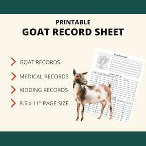 Printable Goat Records Page | Instant Download | 8.5x11 PDF| Homestead ...