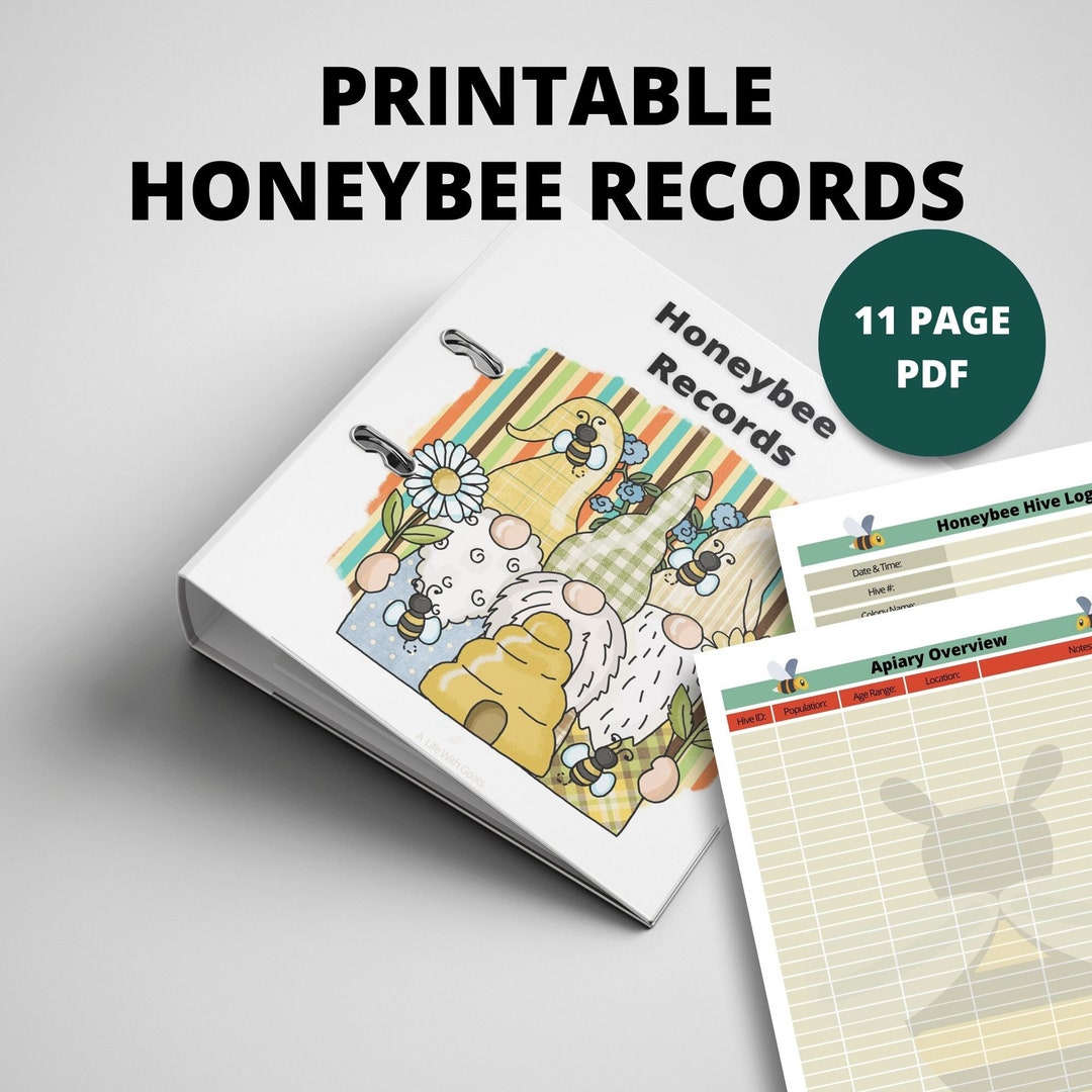 Printable Honeybee Records Book | Instant Download | 8.5x11 PDF ...