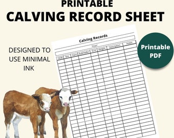 Printable Cattle Records Page | Instant Download | 8.5x11 PDF ...