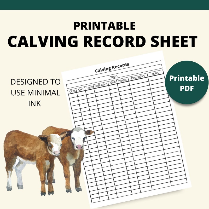 Cow Record Sheet - Etsy