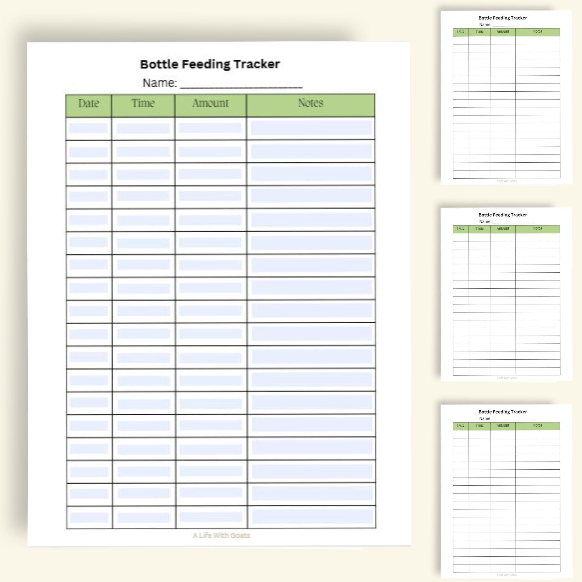 Printable Fillable Bottle Feeding Records Page | Instant Download | 8 ...
