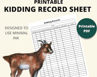 Goat Doe Health & Breeding Record Instant Download Organizer Printable ...