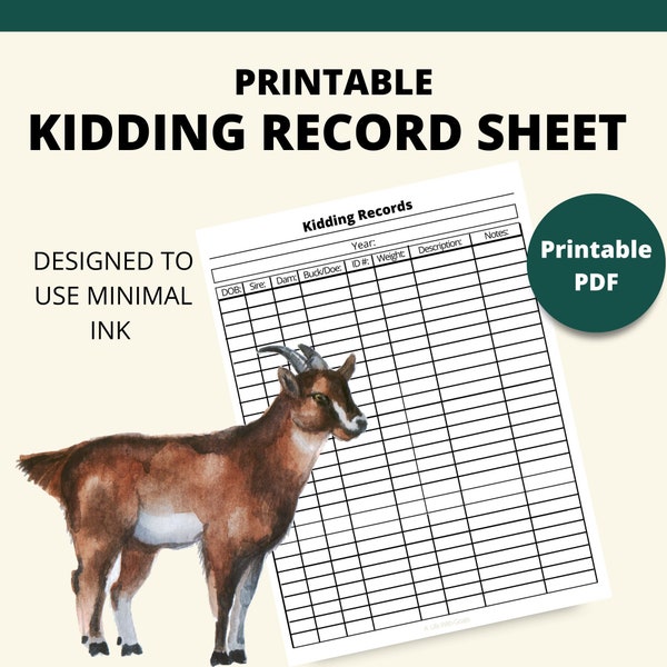 Printable Goat Record Sheet - Etsy