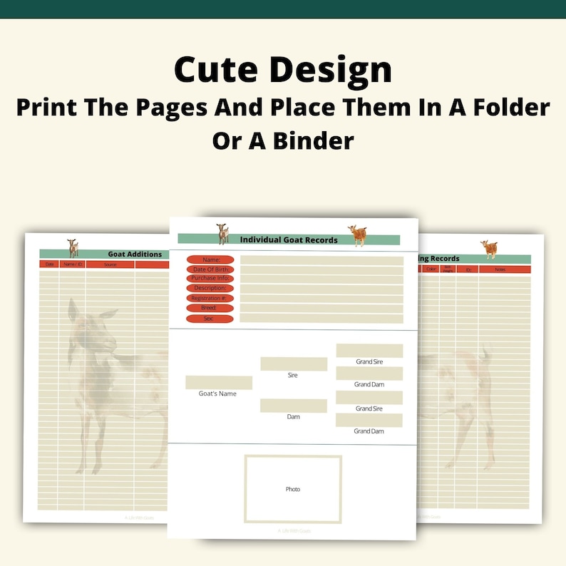 Printable Goat Records Book | Instant Download | 8.5x11 PDF| Homestead ...