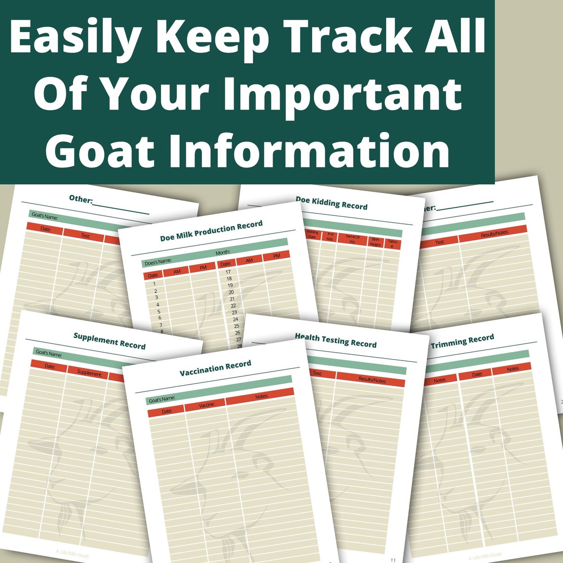 Printable Goat Management Binder | Instant Download | 8.5x11 PDF| Goat ...