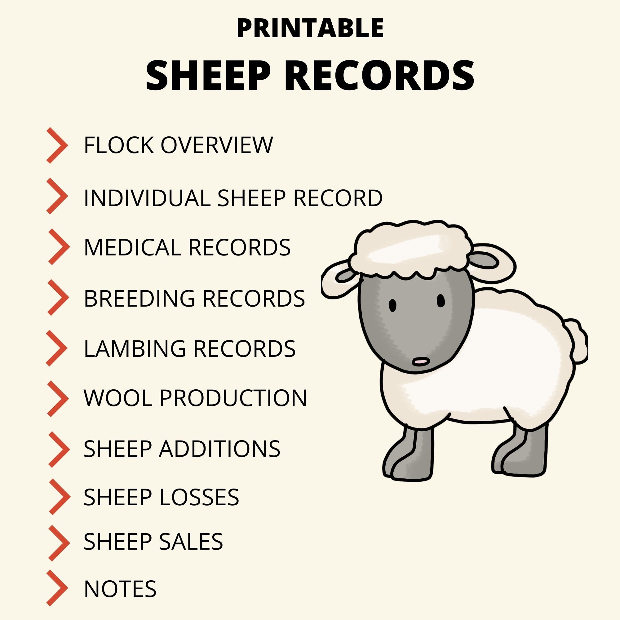 Printable Sheep Records Book Instant Download 8.5x11 PDF Homestead ...