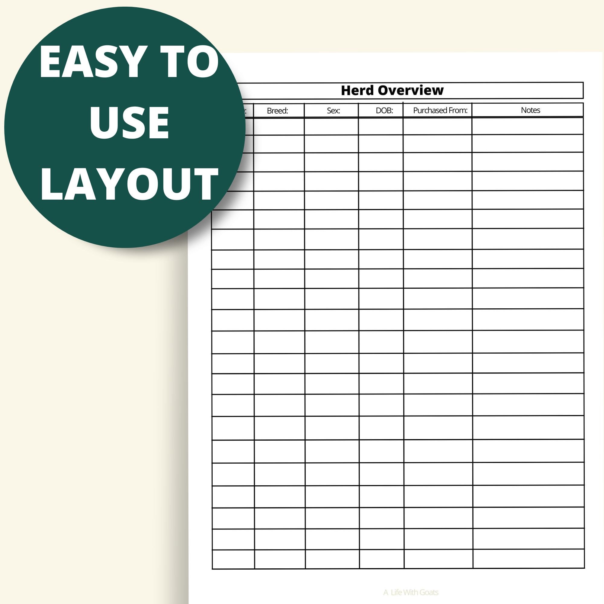 Printable Cattle Medical Records Page | Instant Download | 8.5x11 PDF ...
