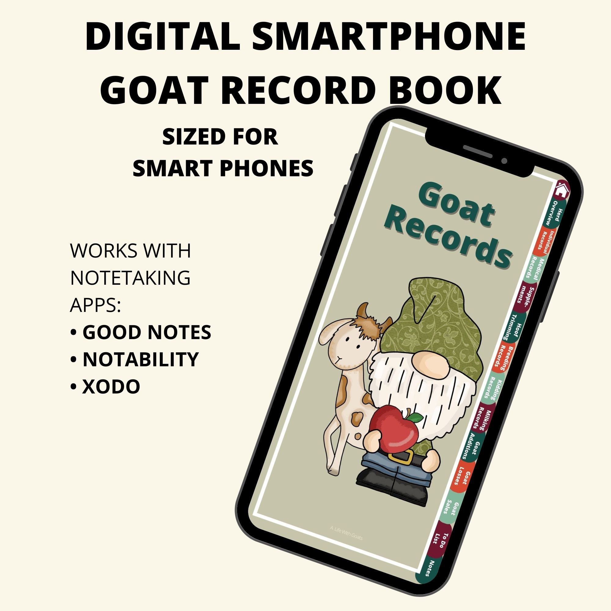 Digital Smartphone Goat Records Book | Instant Download | Goodnotes ...