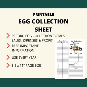 Printable Monthly Egg Collection Tracker | Instant Download | 8.5x11 ...