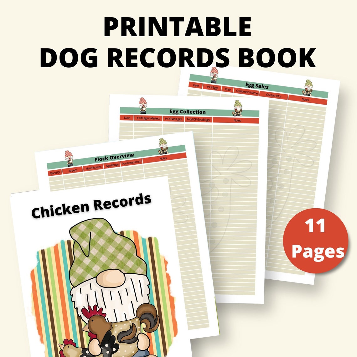 Printable Chicken Records Book | Instant Download | 8.5x11 Pdf|backyard ...