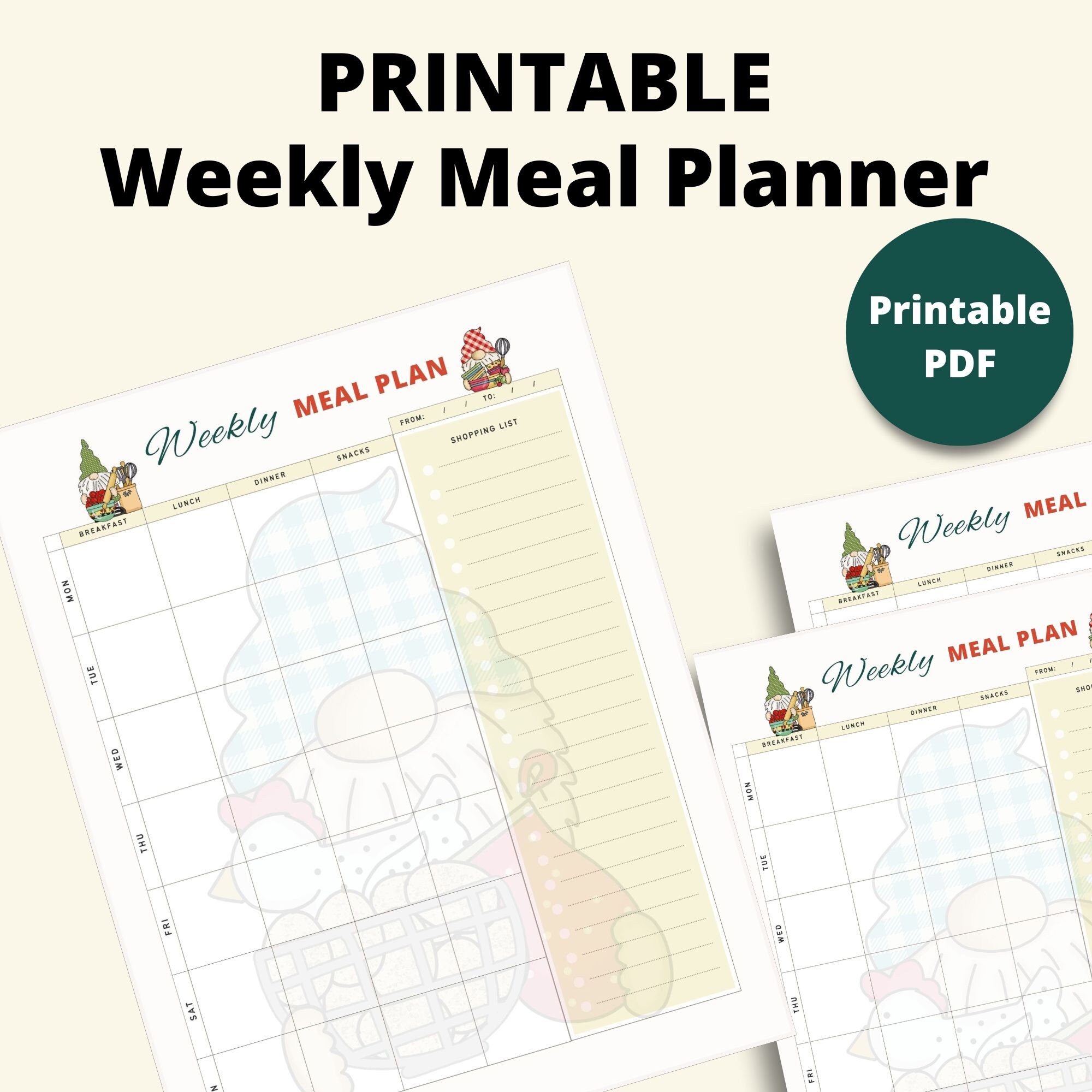 Printable Country Gnome Weekly Meal Planner | Instant Download | 8.5x11 ...