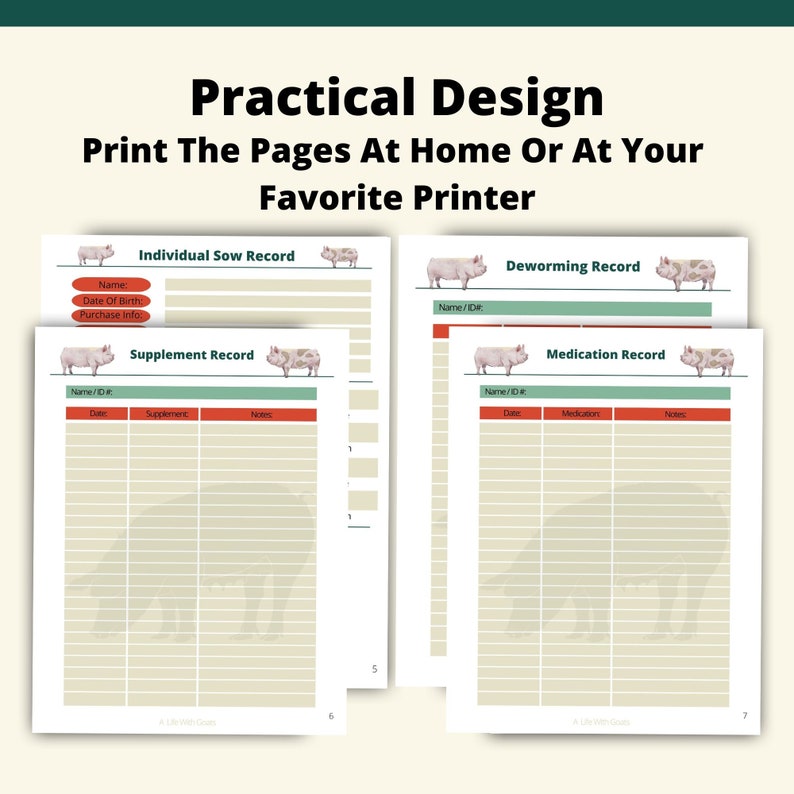 Printable Pig Management Binder | Instant Download | 8.5x11 PDF| Pig ...