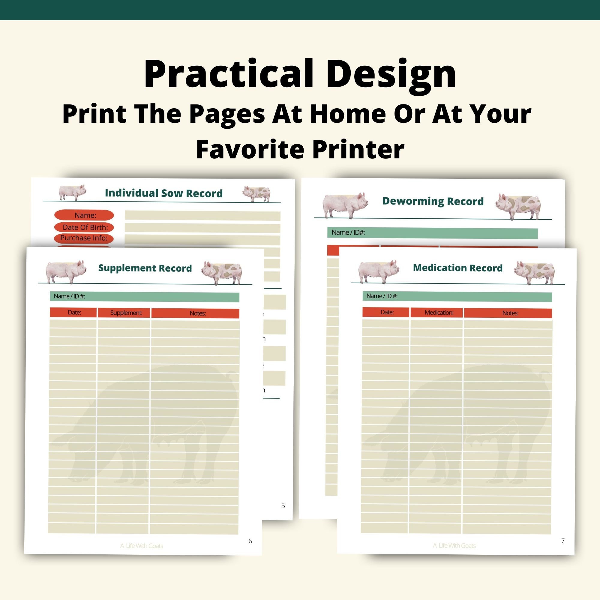 Printable Pig Management Binder | Instant Download | 8.5x11 PDF| Pig ...