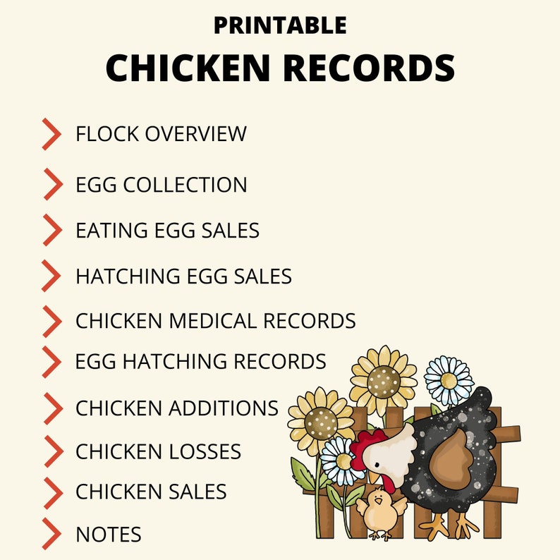 Printable Chicken Records Book | Instant Download | 8.5x11 PDF ...