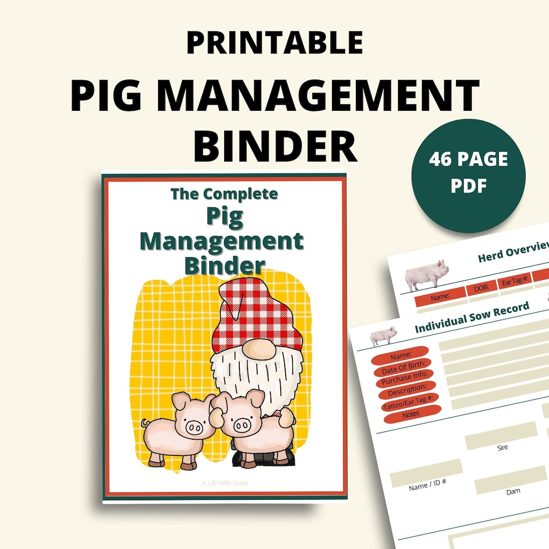 Printable Pig Management Binder | Instant Download | 8.5x11 PDF| Pig ...