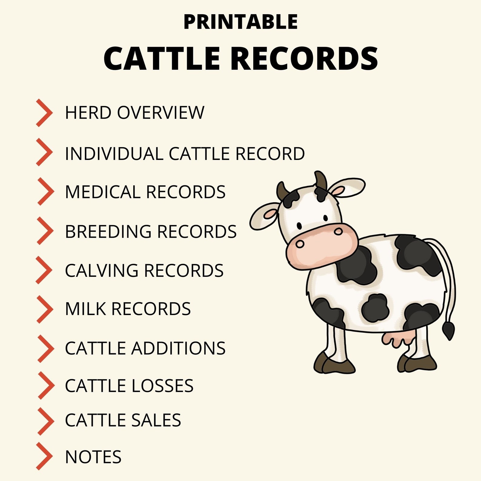 Printable Cattle Records Book | Instant Download | 8.5x11 PDF ...