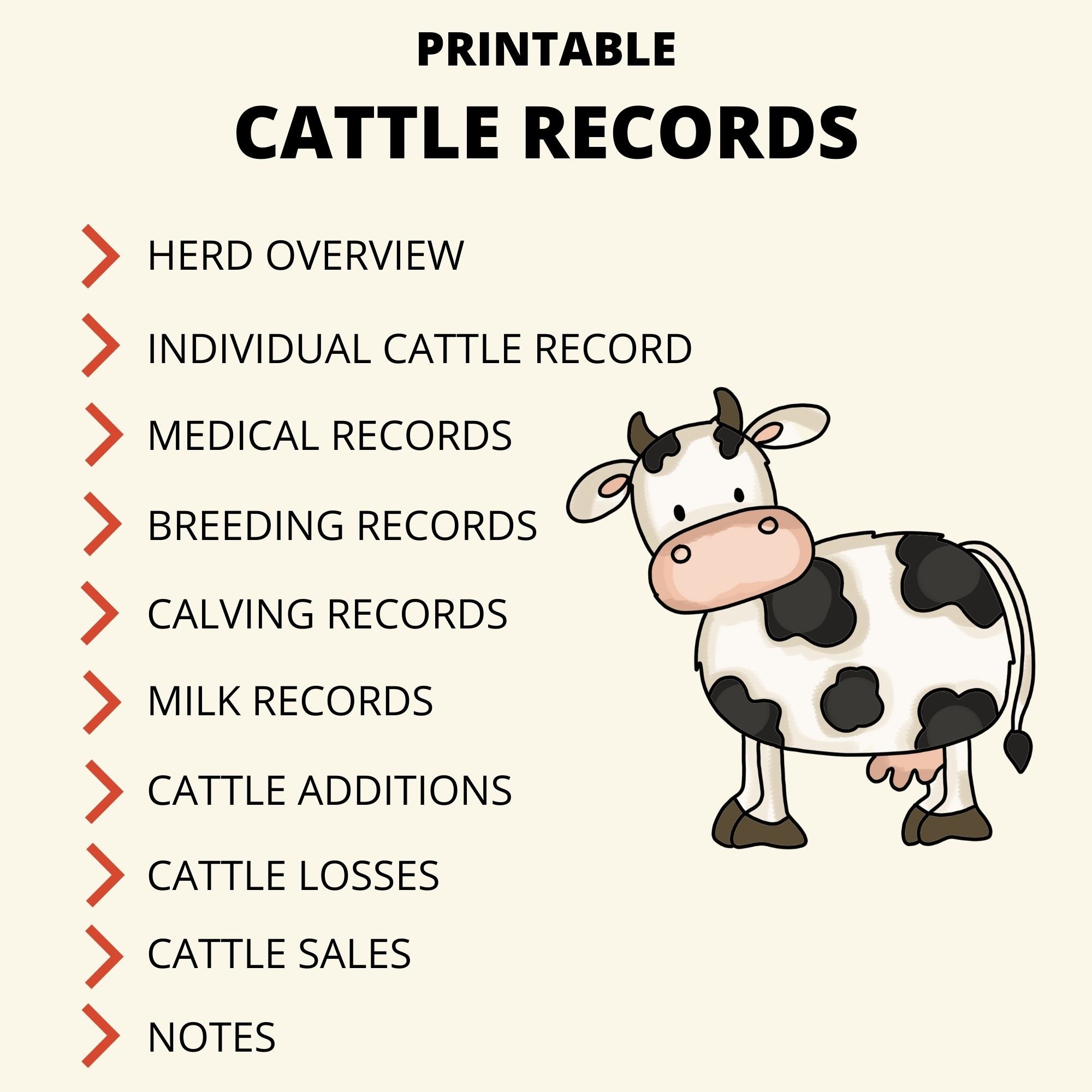 Printable Cattle Records Book | Instant Download | 8.5x11 PDF ...