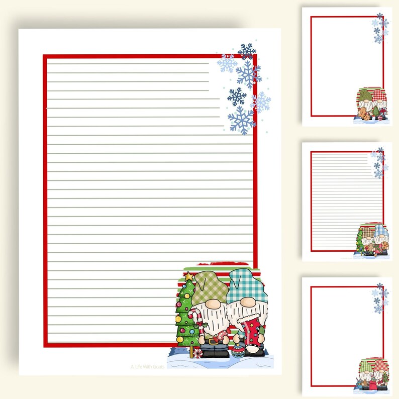 Cute Printable Country Gnome Theme Christmas Stationery | Instant ...