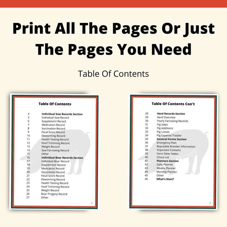 Printable Pig Management Binder | Instant Download | 8.5x11 PDF| Pig ...