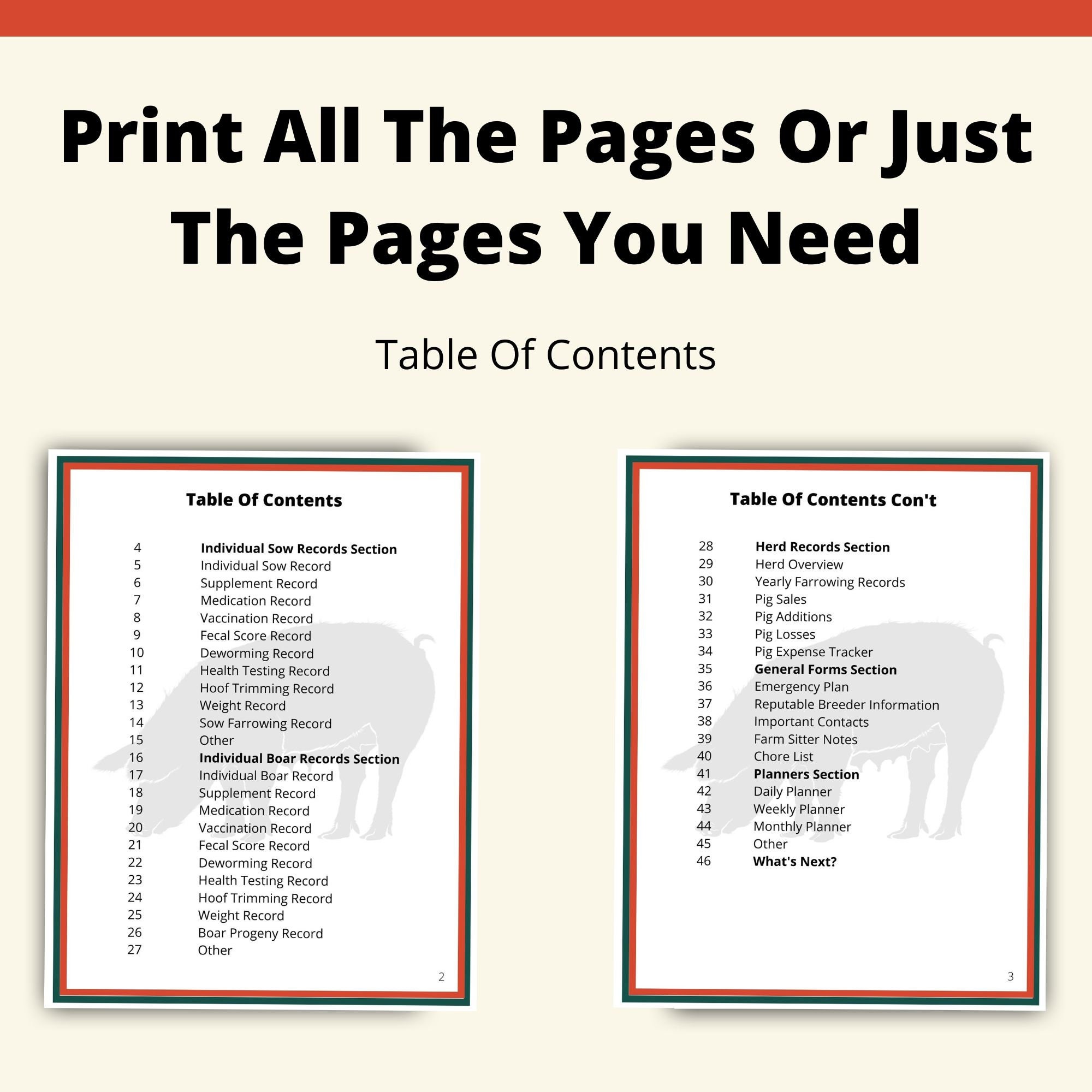 Printable Pig Management Binder | Instant Download | 8.5x11 PDF| Pig ...