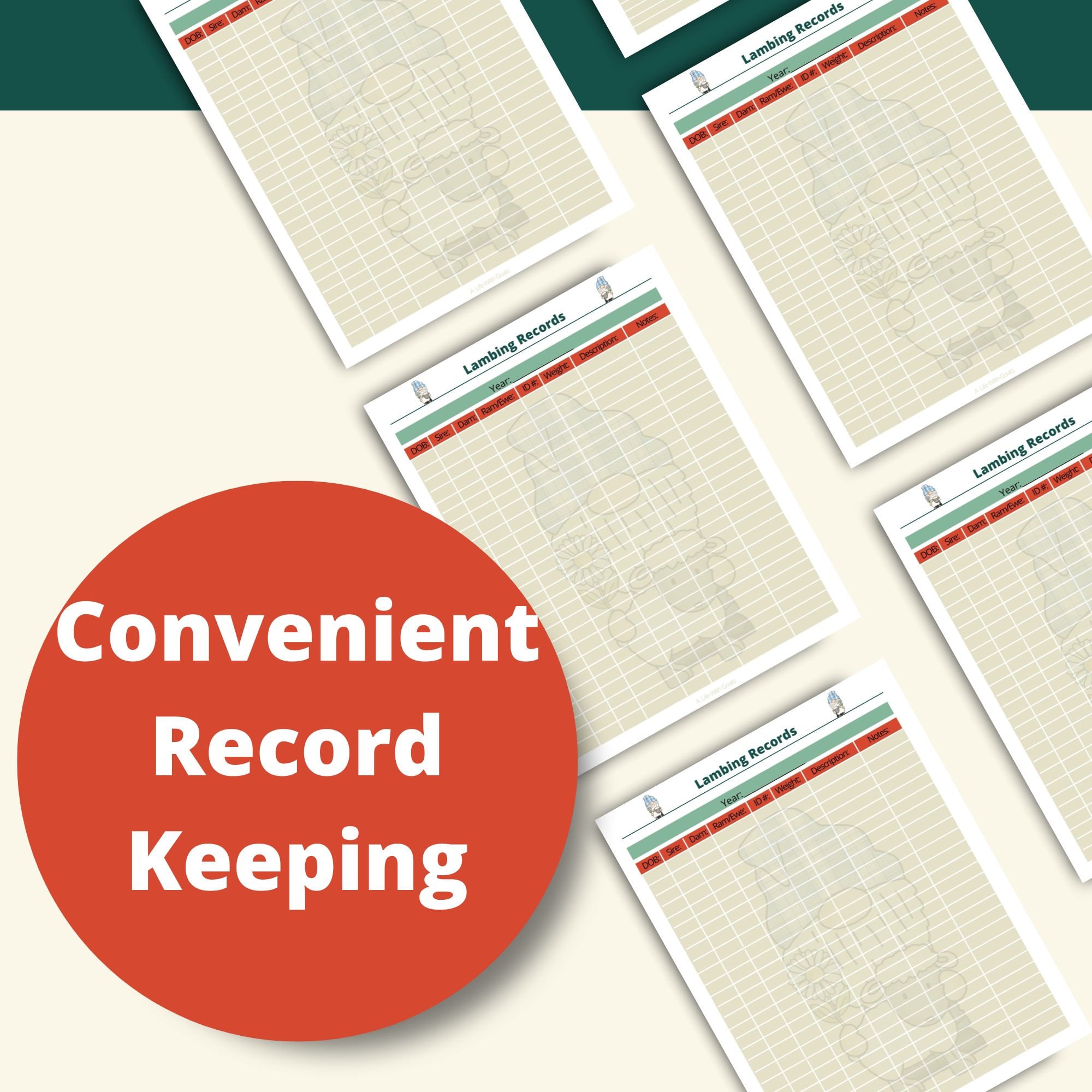 Printable Lambing Records Page Instant Download 8.5x11 PDF Homestead ...