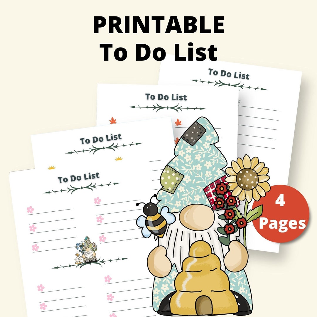 Printable 4 Seasons Gnome Theme to Do List | Instant Download | 8.5x11 ...