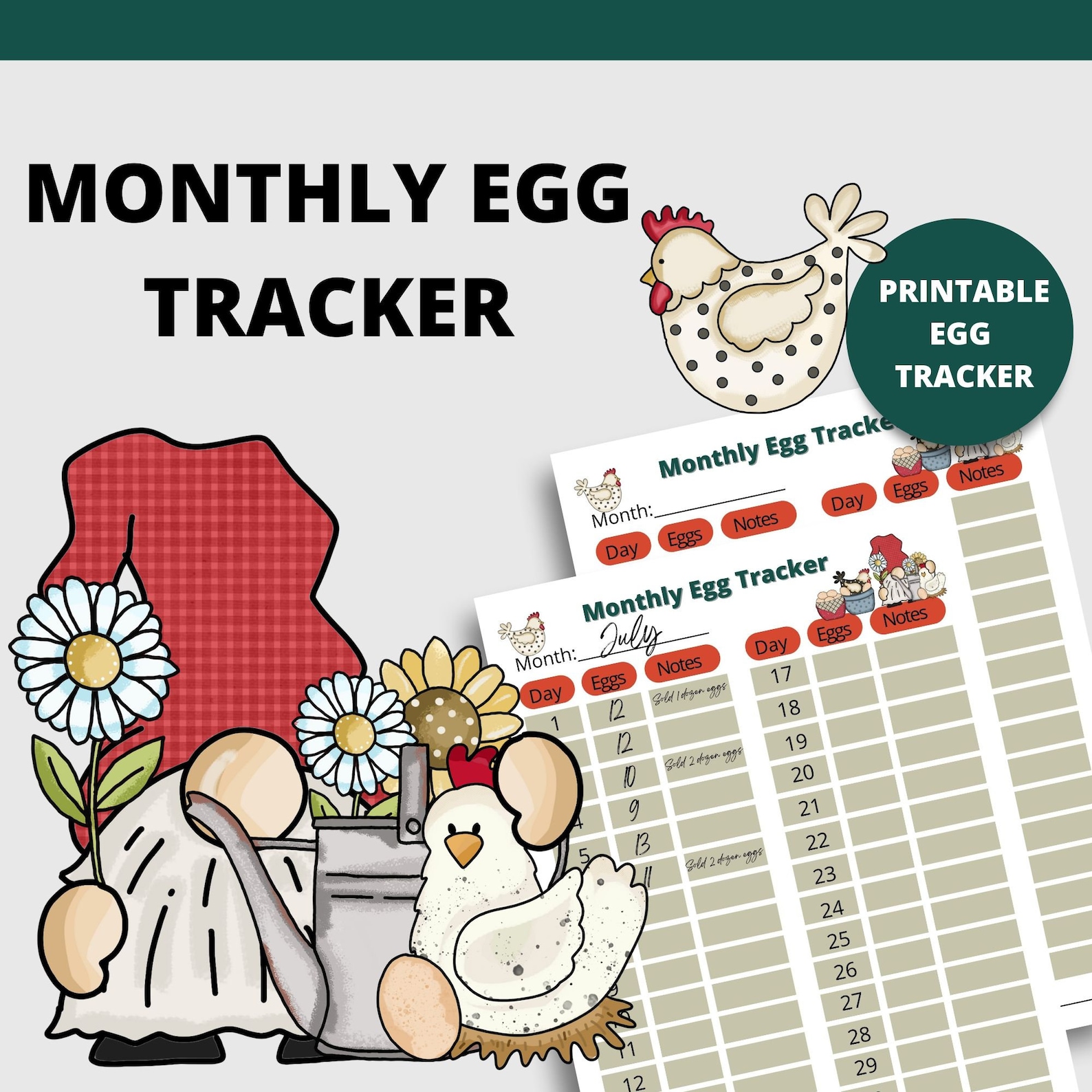 Printable Monthly Egg Collection Tracker | Instant Download | 8.5x11 ...