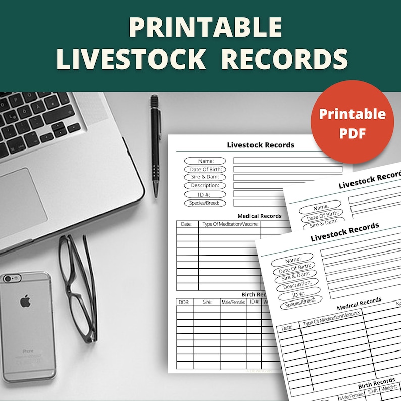 Printable Livestock Records Page | Instant Download | 8.5x11 PDF ...