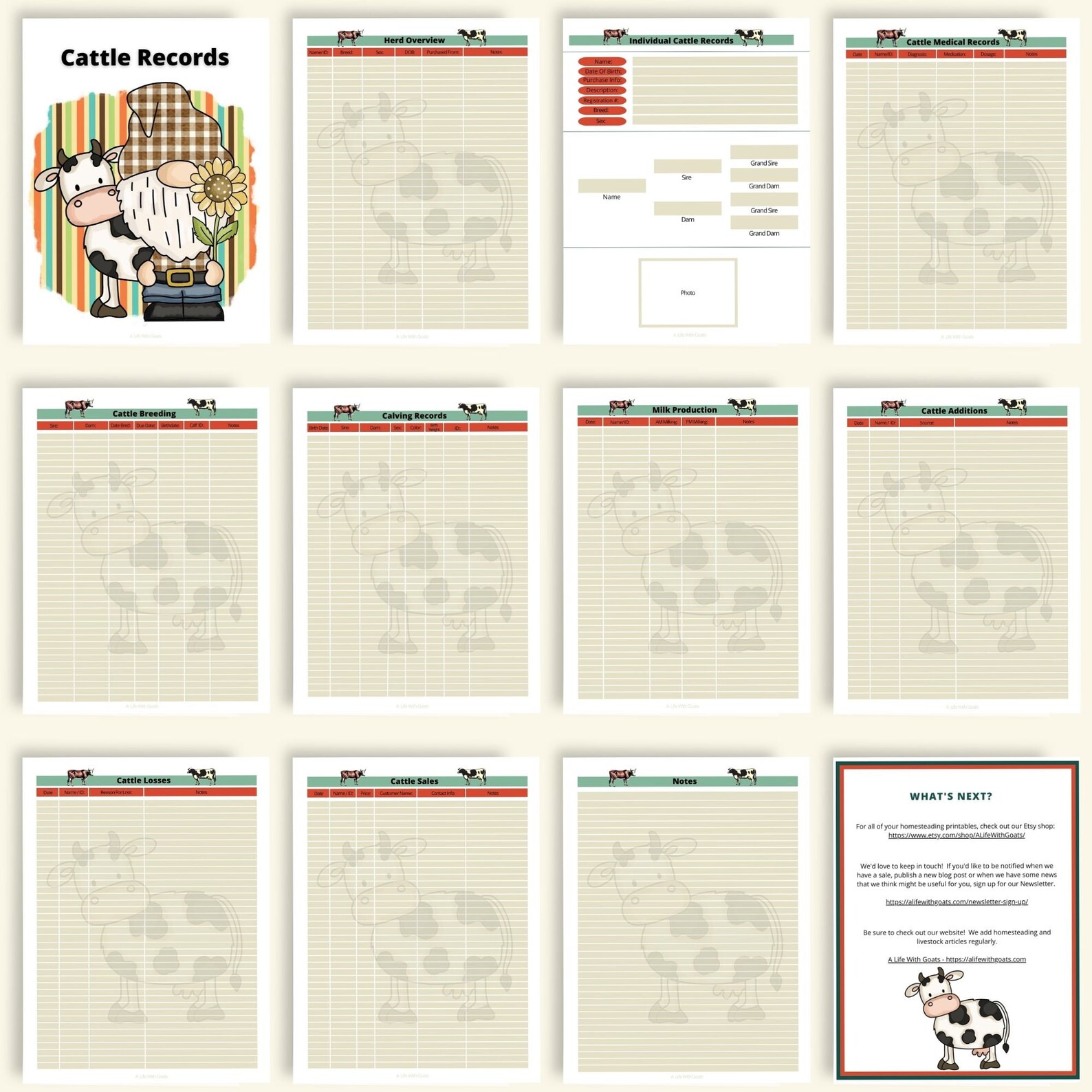 Printable Cattle Records Book | Instant Download | 8.5x11 PDF ...