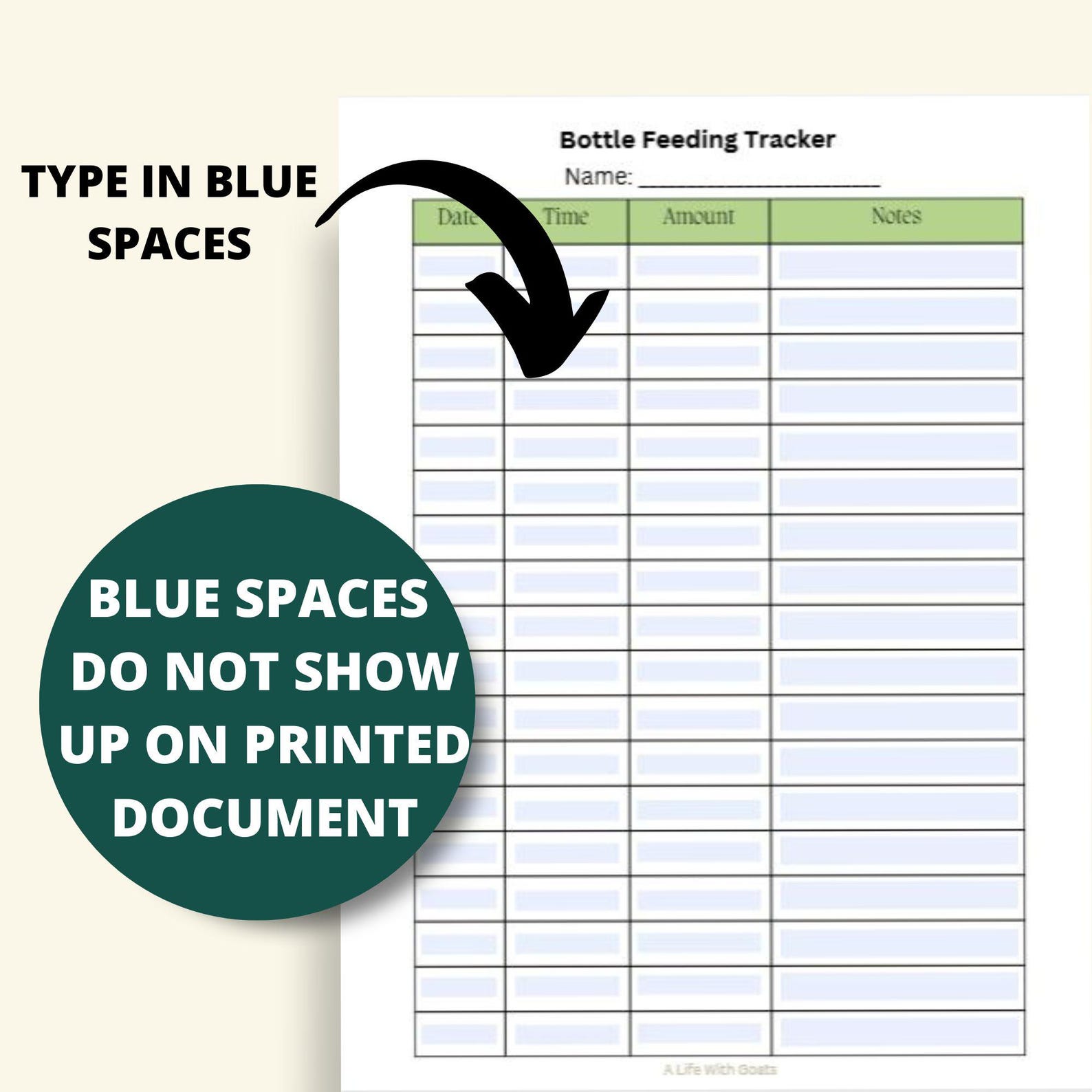Printable Fillable Bottle Feeding Records Page | Instant Download | 8 ...