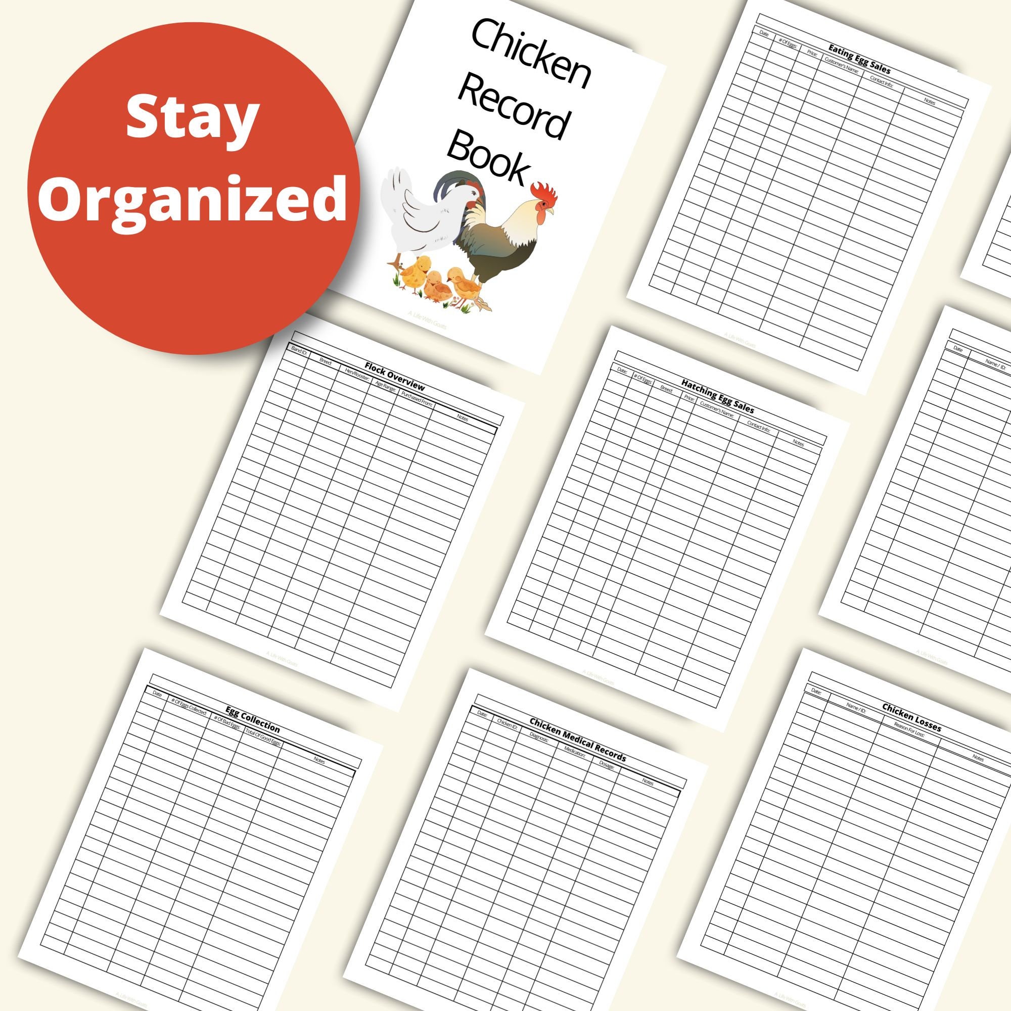 Minimal Ink Printable Chicken Records Book | Instant Download | 8.5x11 ...