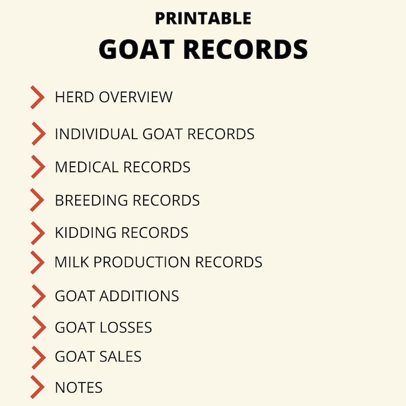Printable Goat Records Book Minimal Ink | Instant Download | 8.5x11 PDF ...