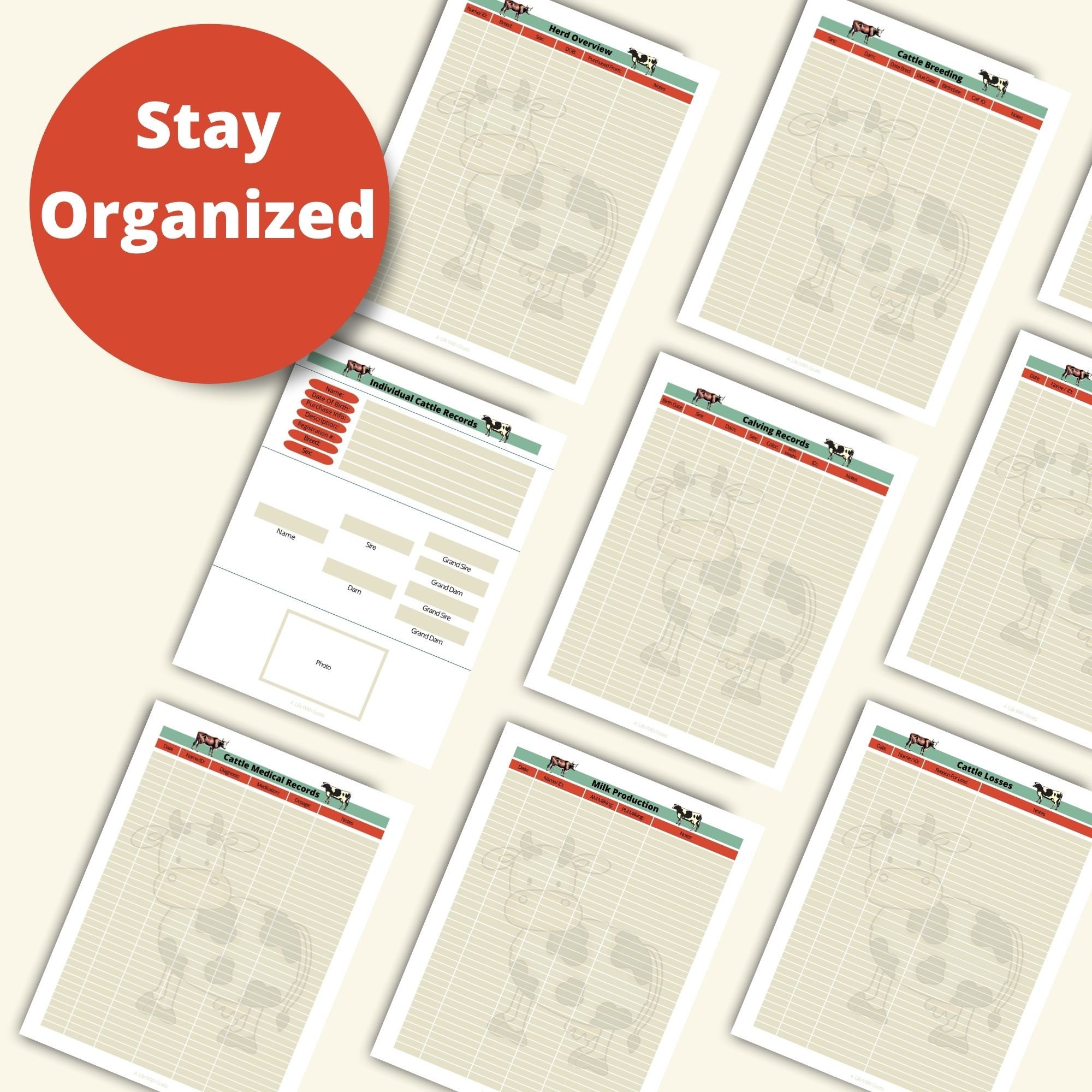 Printable Cattle Records Book Instant Download 8.5x11 PDF - Etsy Australia