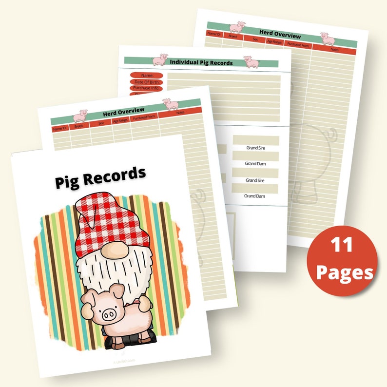 Printable Pig Records Book | Instant Download | 8.5x11 PDF| Homestead ...