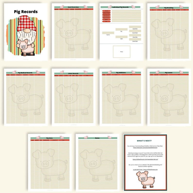 Printable Pig Records Book | Instant Download | 8.5x11 PDF| Homestead ...