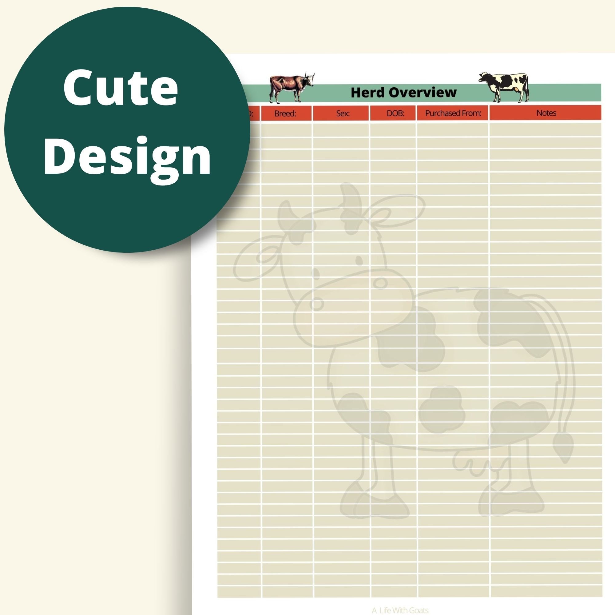 Printable Cattle Records Book | Instant Download | 8.5x11 PDF ...