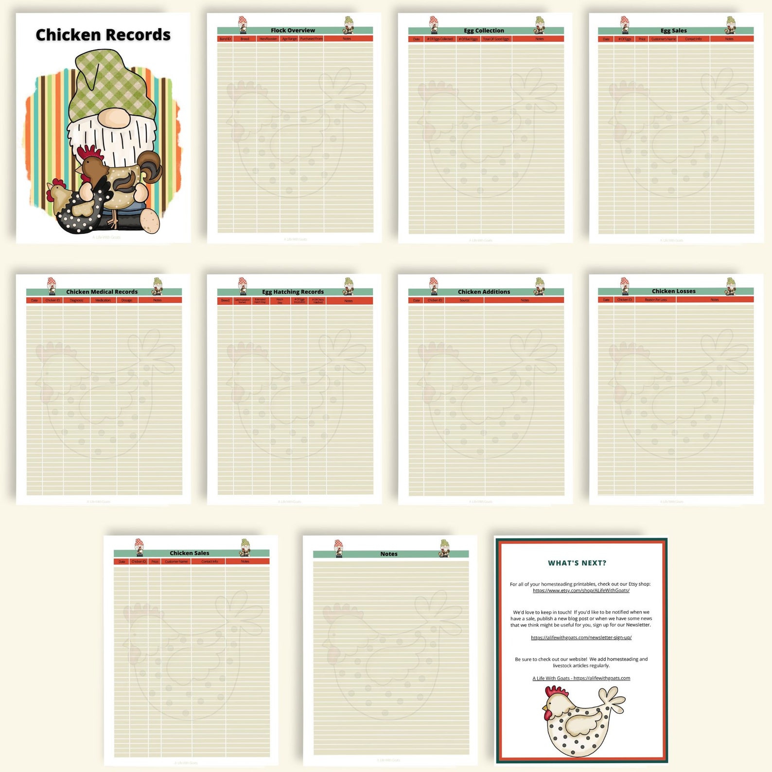 Printable Chicken Records Book | Instant Download | 8.5x11 Pdf|backyard ...
