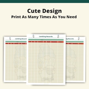 Printable Lambing Records Page Instant Download 8.5x11 PDF Homestead ...