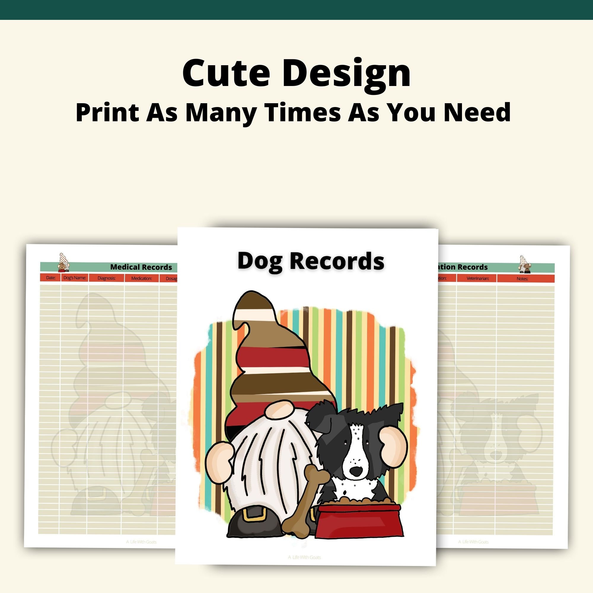 Printable Dog Records Book | Instant Download | 8.5x11 PDF| Dog Tracker ...