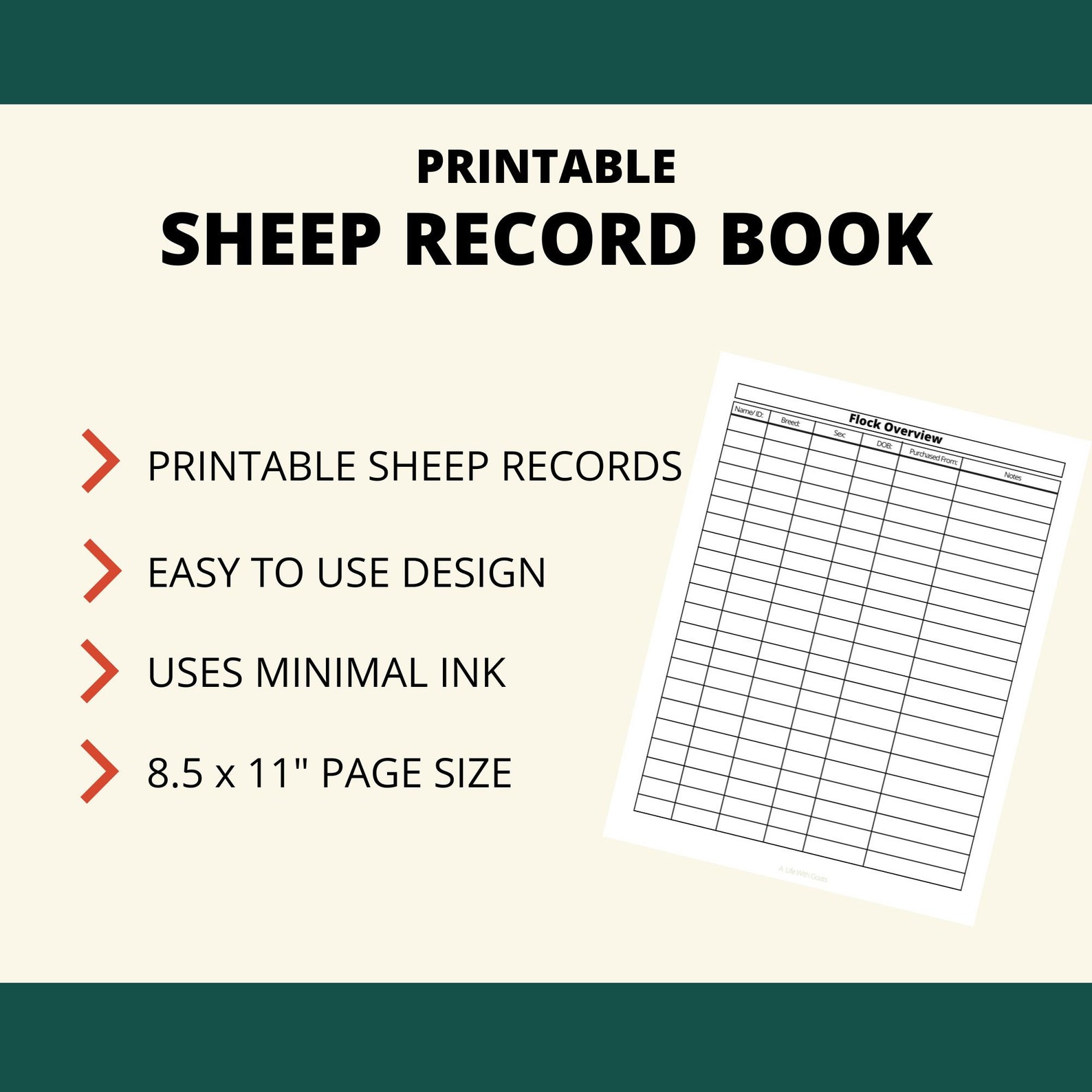 Minimal Ink Printable Sheep Records Book | Instant Download | 8.5x11 PDF| Homestead Sheep Care ...