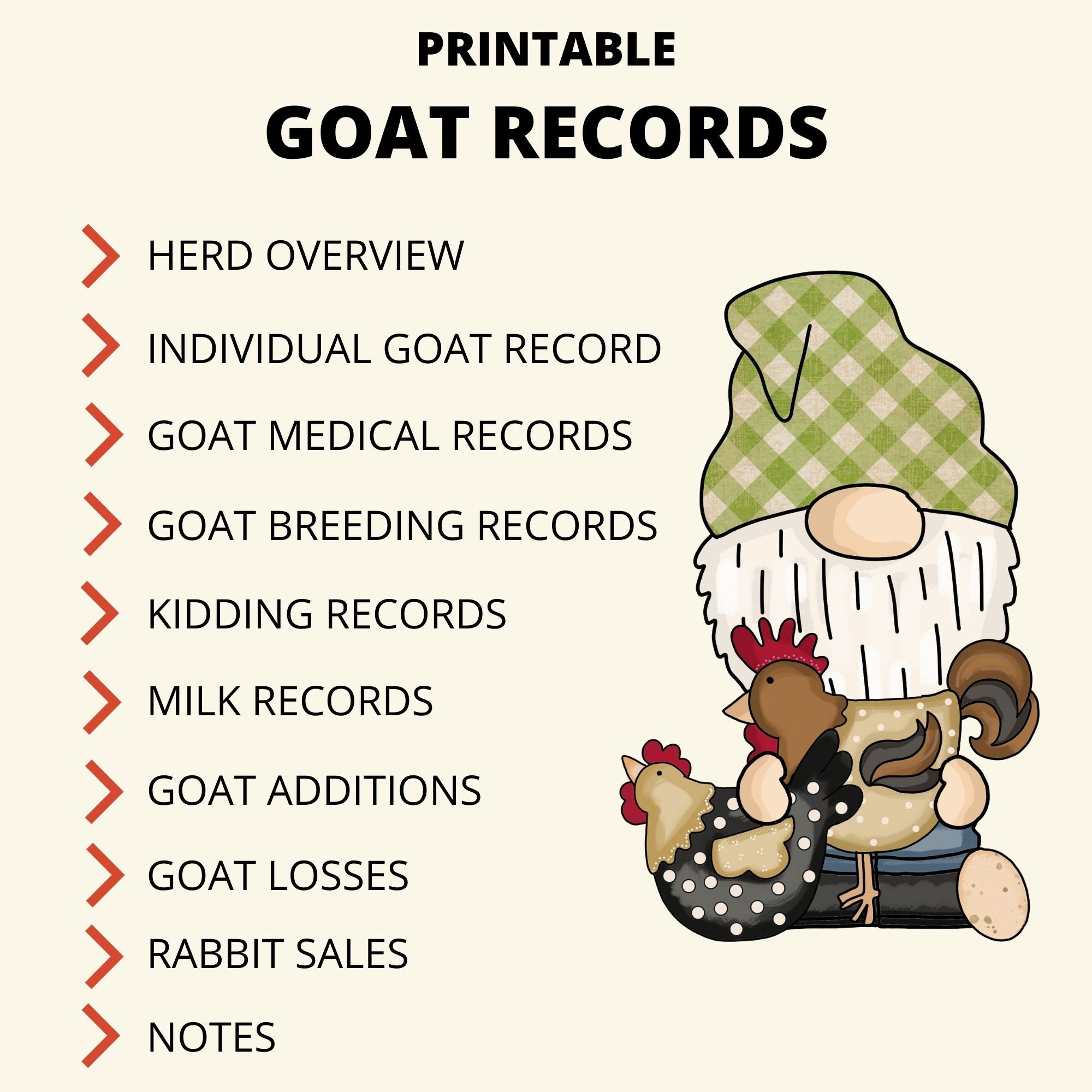 Printable Goat Records Book | Instant Download | 8.5x11 PDF| Homestead ...