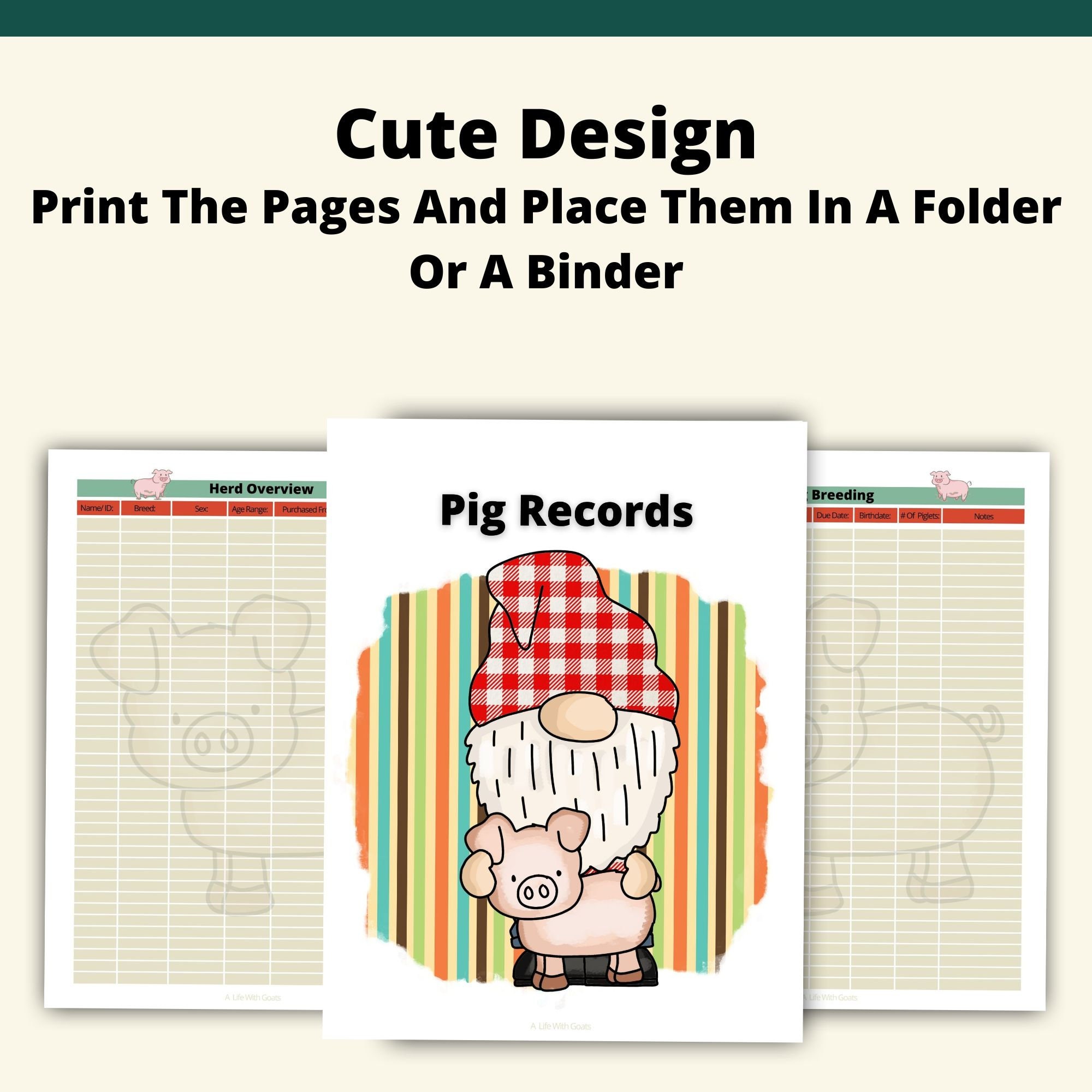 Printable Pig Records Book | Instant Download | 8.5x11 PDF| Homestead ...