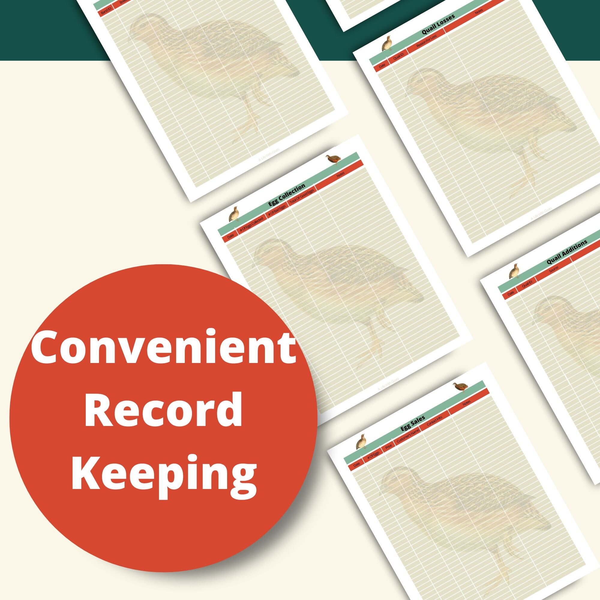 Printable Quail Records Book | Instant Download | 8.5x11 PDF| Quail ...