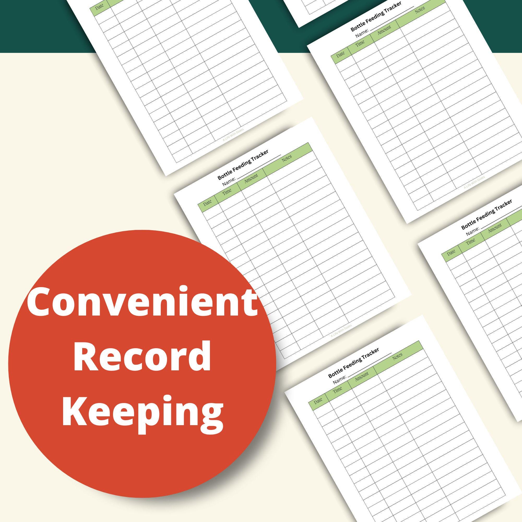 Printable Fillable Bottle Feeding Records Page | Instant Download | 8 ...
