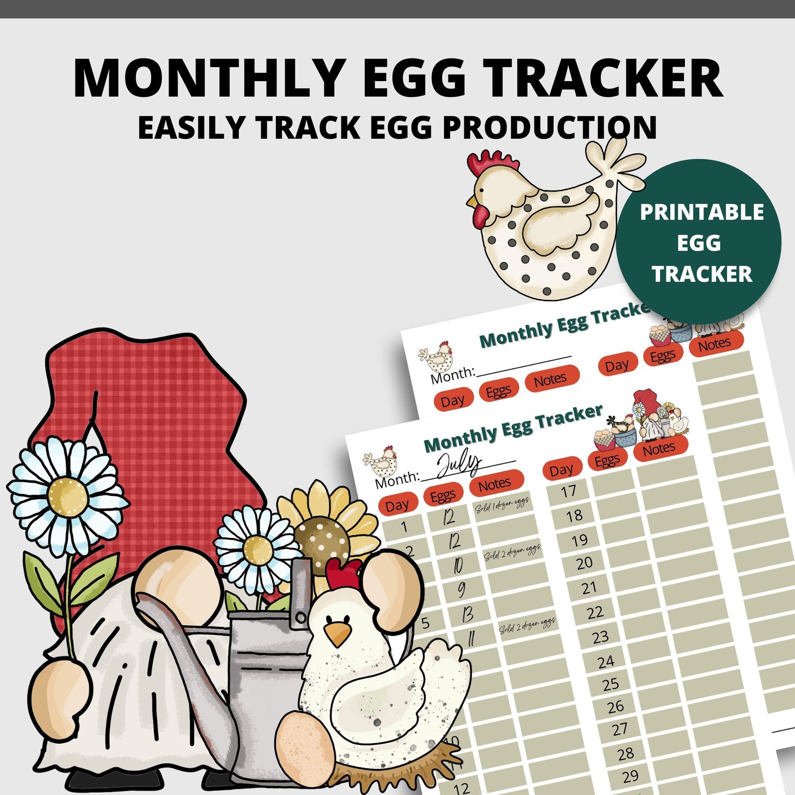 Printable Monthly Egg Collection Tracker | Instant Download | 8.5x11 ...