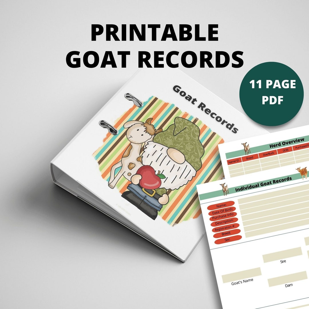 Printable Goat Records Book | Instant Download | 8.5x11 PDF| Homestead ...