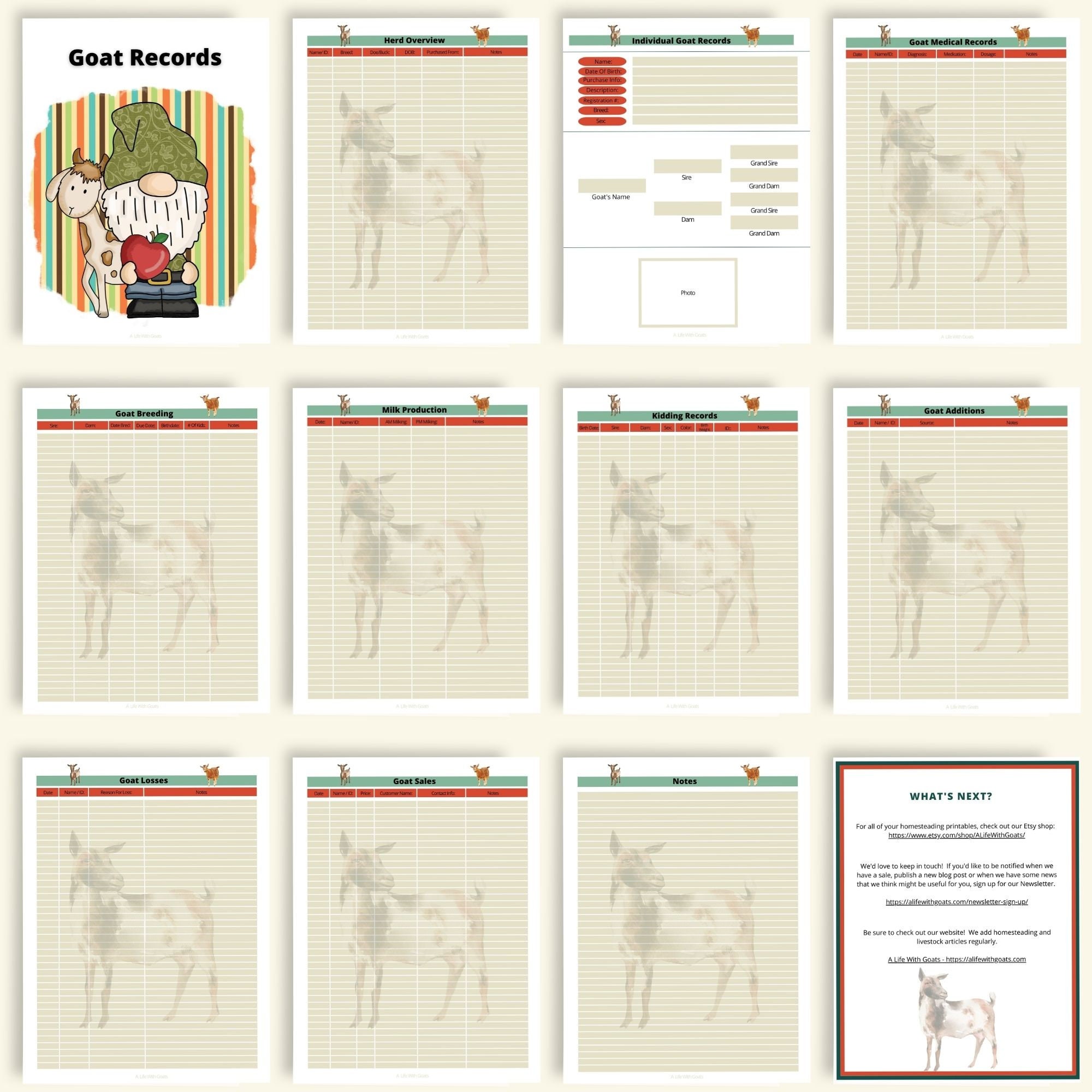 Printable Goat Records Book | Instant Download | 8.5x11 PDF| Homestead ...