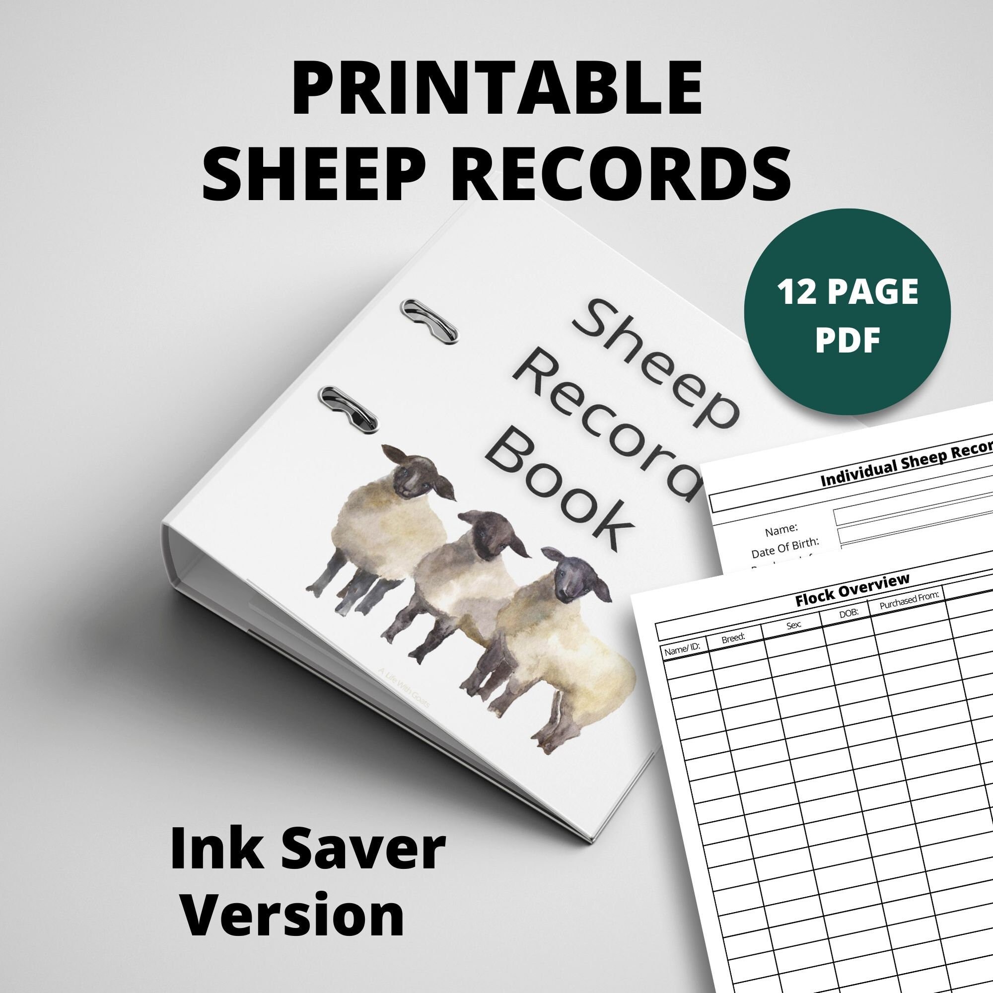 Minimal Ink Printable Sheep Records Book | Instant Download | 8.5x11 PDF| Homestead Sheep Care ...