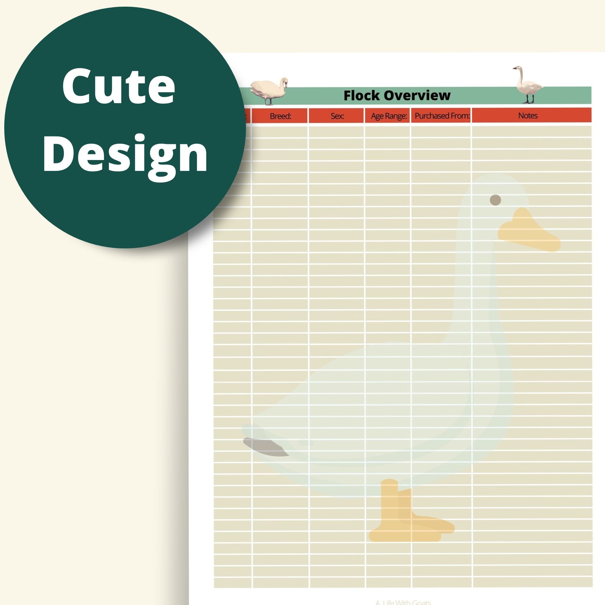 Printable Geese Records Book | Instant Download | 8.5x11 PDF| Homestead ...